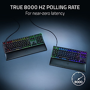 Razer Huntsman V2 Optical Gaming Keyboard: Fastest Linear Optical Switches Gen-2 w/ Sound Dampeners & 8000Hz Polling Rate - Doubleshot PBT Keycaps - Dedicated Media Keys & Dial - Ergonomic Wrist Rest