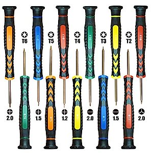Tockrop 11 PCS Screwdrivers Set - with Torx Bit T6 T5 T4 T3 T2, Phillips Bit 2.0 1.5 1.2, Flathead Bit 2.0 1.5, Tri-Point Bit 2.0 - Magnetic Screwdrivers Precision Repair Tool Kit