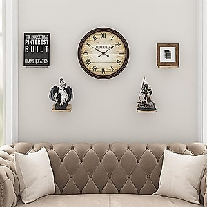 Fixwal Small Floating Shelves, 5X5 Inches Wall Shelf Set of 4, Rustic Wood Small Wall Mounted Shelves for Bedroom, Living Room, Kitchen, Bathroom Decor (Carbonized Black)