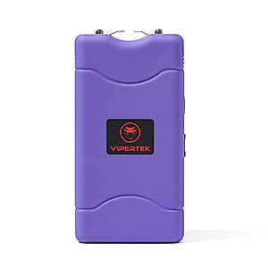 VIPERTEK VTS-880 Mini Stun Gun Rechargeable with LED Flashlight, Purple