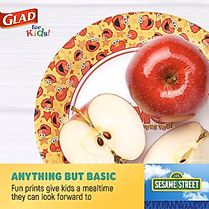 Glad for Kids Elmo Paper Plates | Elmo Plates with Stars, Kids Snack Plates | Elmo Paper Plates for Everyday Use, 8.5” Paper Plates 20 Ct | Sesame Street Paper Plates