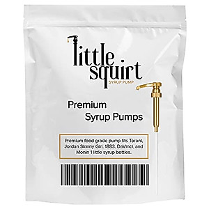 6-Pack Gold Torani Syrup Pump for Coffee Syrup Bottle by Little Squirt, Fits Torani & Skinny Syrup 750ml, Monin Liter Bottles, Coffee Syrup Pump Dispenser & Coffee Bar Accessories