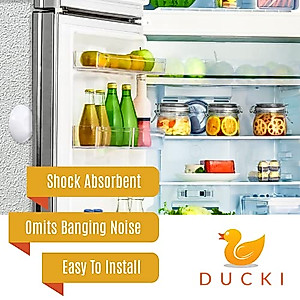 Ducki Door Stopper Wall Protector - Self Adhesive, Quiet, Reusable Shock Absorbent Gel - The Home or Office - Elegant Door Handle Silencer and Wall Protection Solution- (4pk)(White)