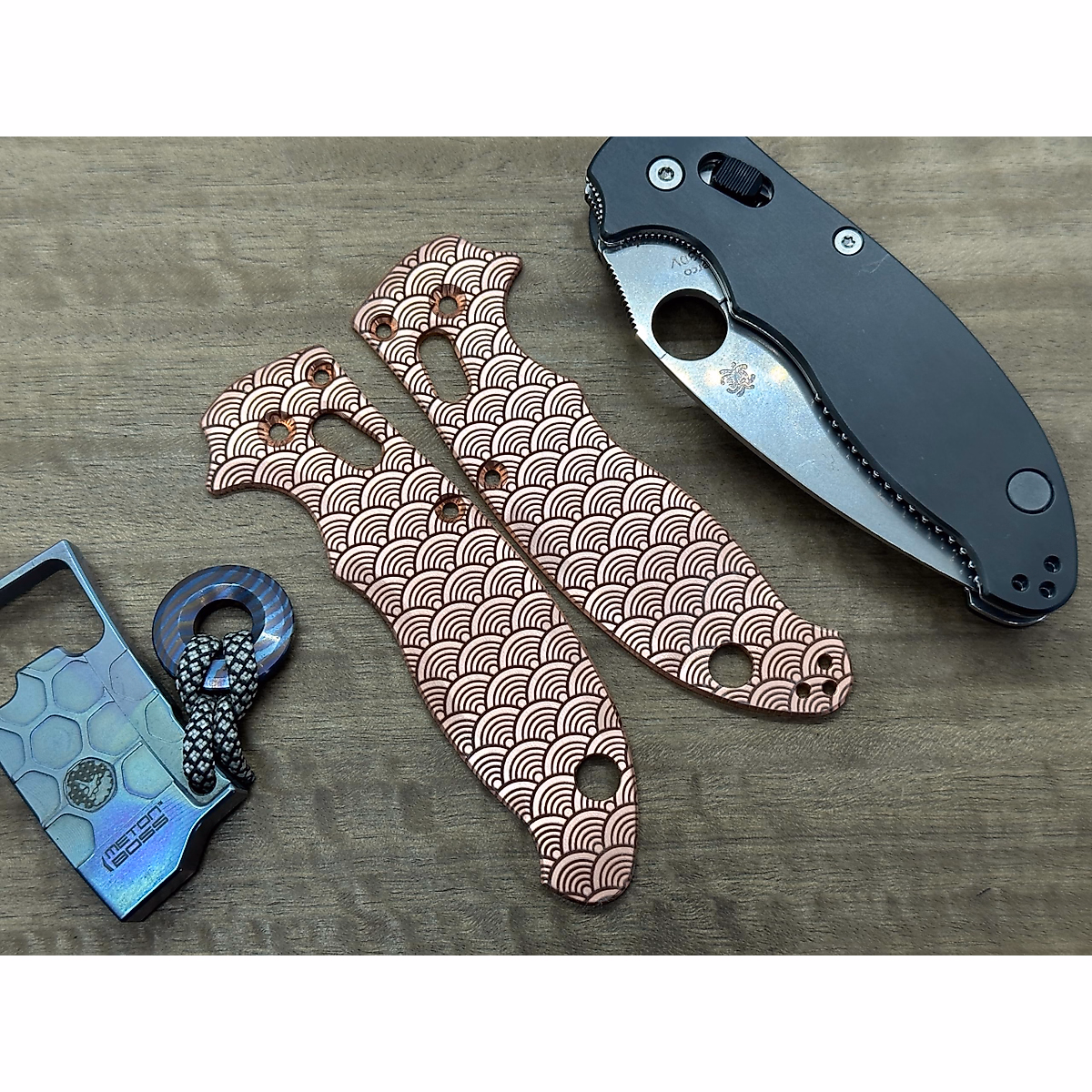 SEIGAIHA Copper scales for Spyderco MANIX 2