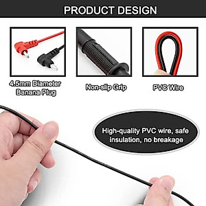 Waziaqoc 1 Pair Banana Plug Multimeter Probe Test Lead Cable, 1000V, Length 60cm, Black & Red