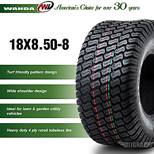 WANDA Set 2 18x8.50-8 Lawn Mower Utiility Cart Turf Tires 18X8.5X8 P332-13028