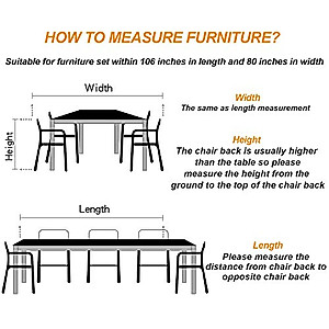 GARDRIT Patio Furniture Covers, Veranda Rectangular/Oval 100% Waterproof Patio Table Cover, 108’’L x 82’’W x 27.5’’H Heavy Duty 600D Outdoor Furniture Set Covers, Black