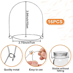 Anjmd Stainless Steel Wire Hangers for Mason Jars, 16 Pack - Tool Free Installation, Wide Application for Decoration, Key Holder, Holder, Kitchen, Indoor Use