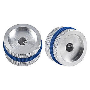 2Pcs Yootones 25 x 15.5mm Guitar knob Potentiometer Control Knob Volume Audio Electric Guitar Bass knob Screw Type Silver Aluminum Alloy & Rubber Ring Compatible with 6mm diameter shaft (Blue)