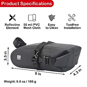 Roswheel 131363 Fully Waterproof Bike Saddle Bag Bike Under Seat Pack Bike Pouch
