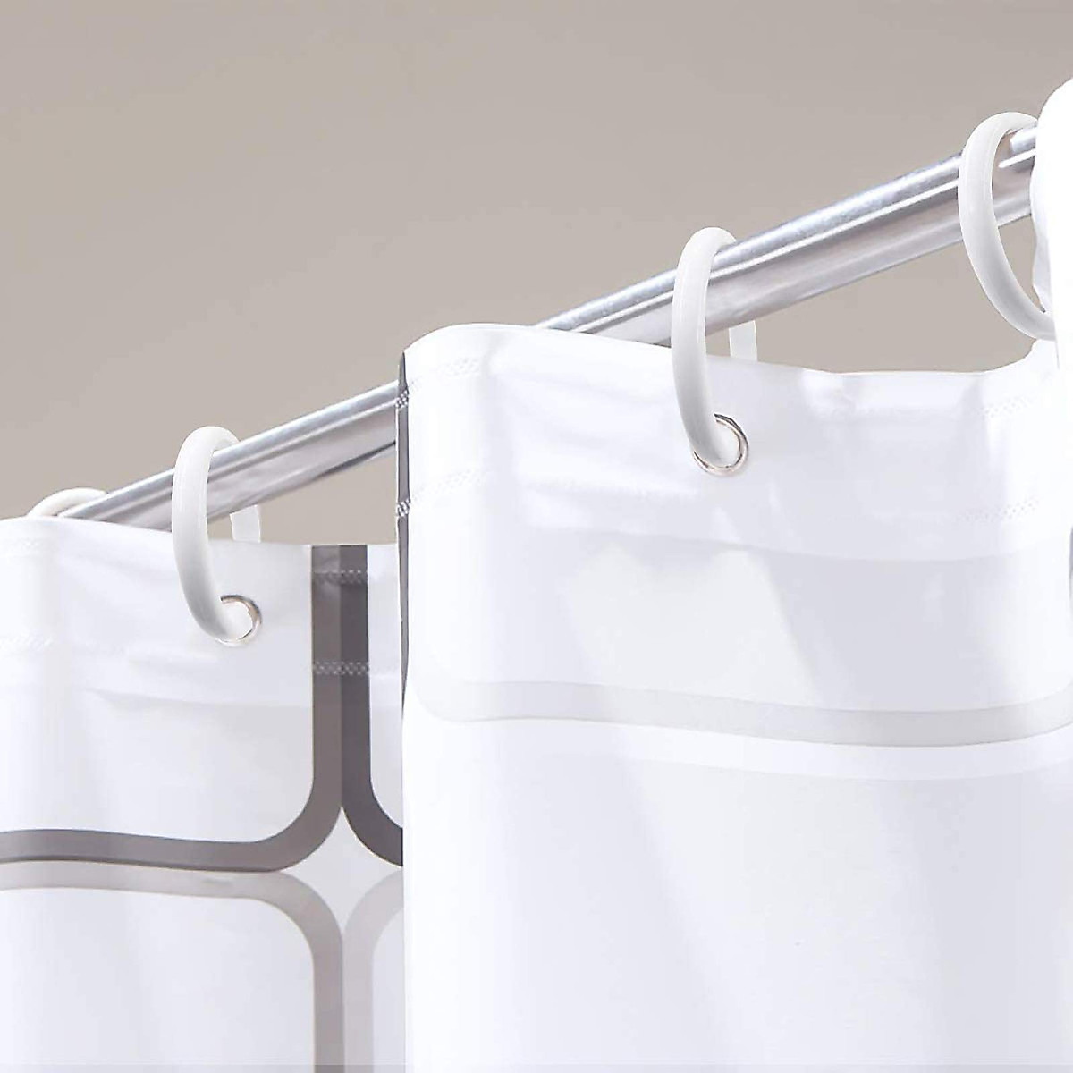 White Shower Curtain Hooks Rings, 12pcs Plastic Rust Proof Shower Curtain Hooks, Round Curtain O Rings Hook Hanger for Bathroom Shower Window Rod