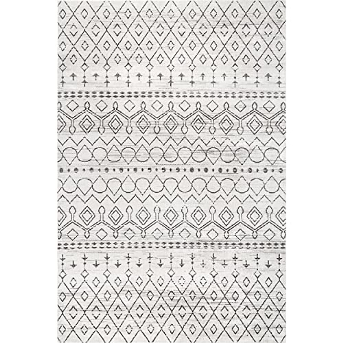 nuLOOM Audrey Machine Washable Geometric Moroccan Area Rug, 8' x 10', Ivory