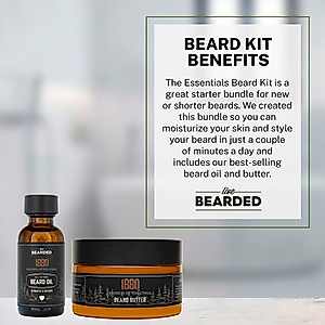Live Bearded Beard Oil and Beard Butter Grooming Kit - 1880 - All-Natural Ingredients with Shea Butter, Argan Oil, Jojoba Oil and More - Beard Growth Support - Made in the USA