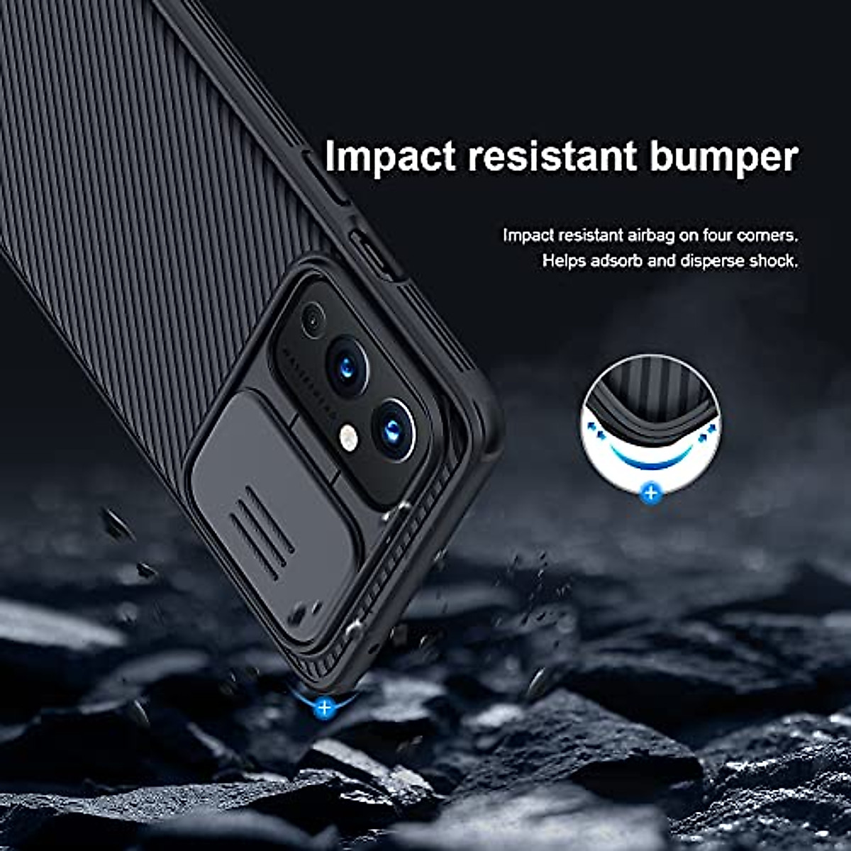 Mangix OnePlus 9 Case with Camera Cover,OnePlus 9 Slim Fit Thin Polycarbonate Protective Shockproof Cover with Slide Camera Cover, Upgraded Case for OnePlus 9 (Black)