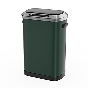 Fulocseny Smart Automatic Trash Can, 13 Gallon 50 L Stainless Steel Thickened Body Mute Sensor Lid with 30 Count Garbage Bags, Kitchen, Office and Bedroom for Garbage Can, Green