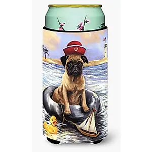 Caroline's Treasures PPP3153TBC Pug Ahoy Sailor Tall Boy Hugger Can Cooler Sleeve Hugger Machine Washable Drink Sleeve Hugger Collapsible Insulator Beverage Insulated Holder