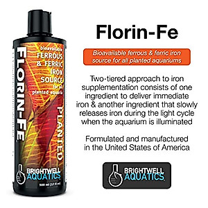 Brightwell Aquatics Florin Fe - Bioavailable Ferrous & Ferric Iron Source for Planted Aquariums,500-ml