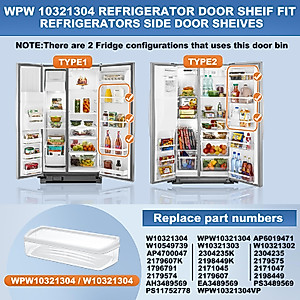 [UPGRADE] WPW10321304 Refrigerator Door Shelf Replacement Compatible with Whirlpool Fridge Door Bin WRS325FDAM04 WRS325FDAM02 WSF26C3EXF01 WRS325FDAM01 ED5FVGXWS07 - Replace AP6019471 2179574 2179575