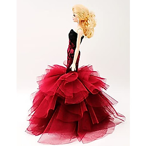 Cora Gu [Handmade Dress Fit for 12" Doll] Classic Black Rose Lace Mermaid Dress/Wedding Gowns Fit for 12" Fashion Doll [Doll's not Included]