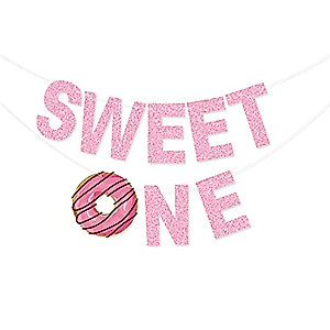 Morndew 2 Set Rose Gold Glitter Sweet One/1st Colourful Banner for Kids First Birthday Party Baby Shower Gender Reveal Party Bunting Decoration