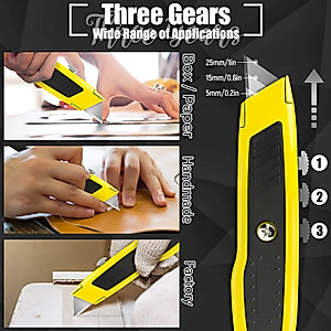 Jetmore 4 Pack Box Cutter Utility Knife, Heavy Duty Box Cutter Knife Razor Knife with 10 SK5 Blades, Box Cutter Retractable, Aluminum Shell Box Opener Box Knife for Home Office Construction