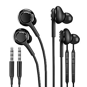 3.5mm Wired Headset with Microphone Jack Headphone Computer PC Laptop Gaming Earbud Video Game Audifono Ear 2Pack Compatible for Samsung Galaxy S10 Phone pad Kid for School Chromebook Auriculare I