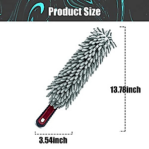 Mini Car Duster, Microfiber Car Detail Dash Duster, Comfort Handle, Car Interior Exterior Detailing Brush Accessories, for Car, Truck, SUV & RV (Grey)