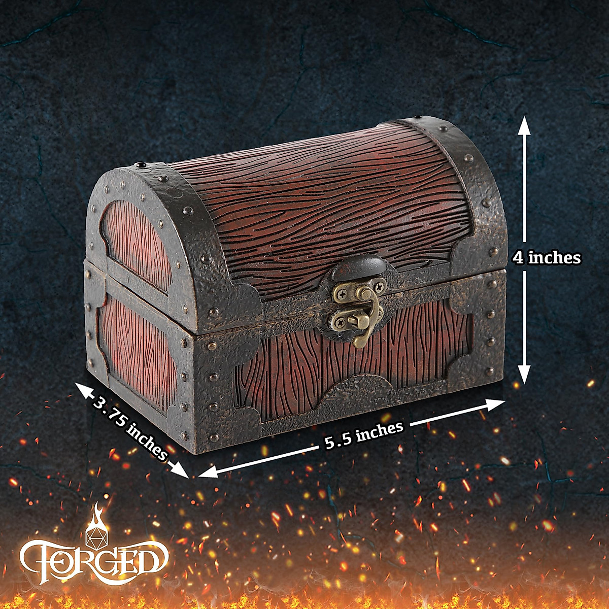 Forged Dice Co. Mimic Chest Dice Storage Box - Holds up to 35 DND Dice or 5 Polyhedral Dice Sets - Great DND Gifts for Men & Compatible with Dungeons & Dragons
