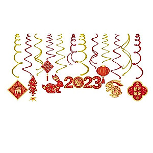 Chinese New Year 2023,Anor Wishlife Chinese Red Lanterns,Chinese Knot Hanging Swirl Decorations,Year of The Rabbit Festival Decorations for Party,Together,Celling,Home,Office,Bedroom(30Ct)