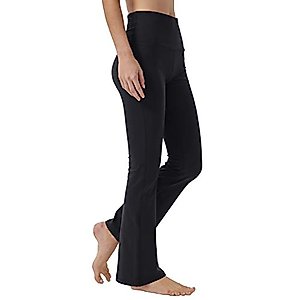 Keolorn Bootcut Yoga Pants for Women High Waist Workout Pants for Women Tummy Control Bootleg Work Pants Dress Pants (Black, L)