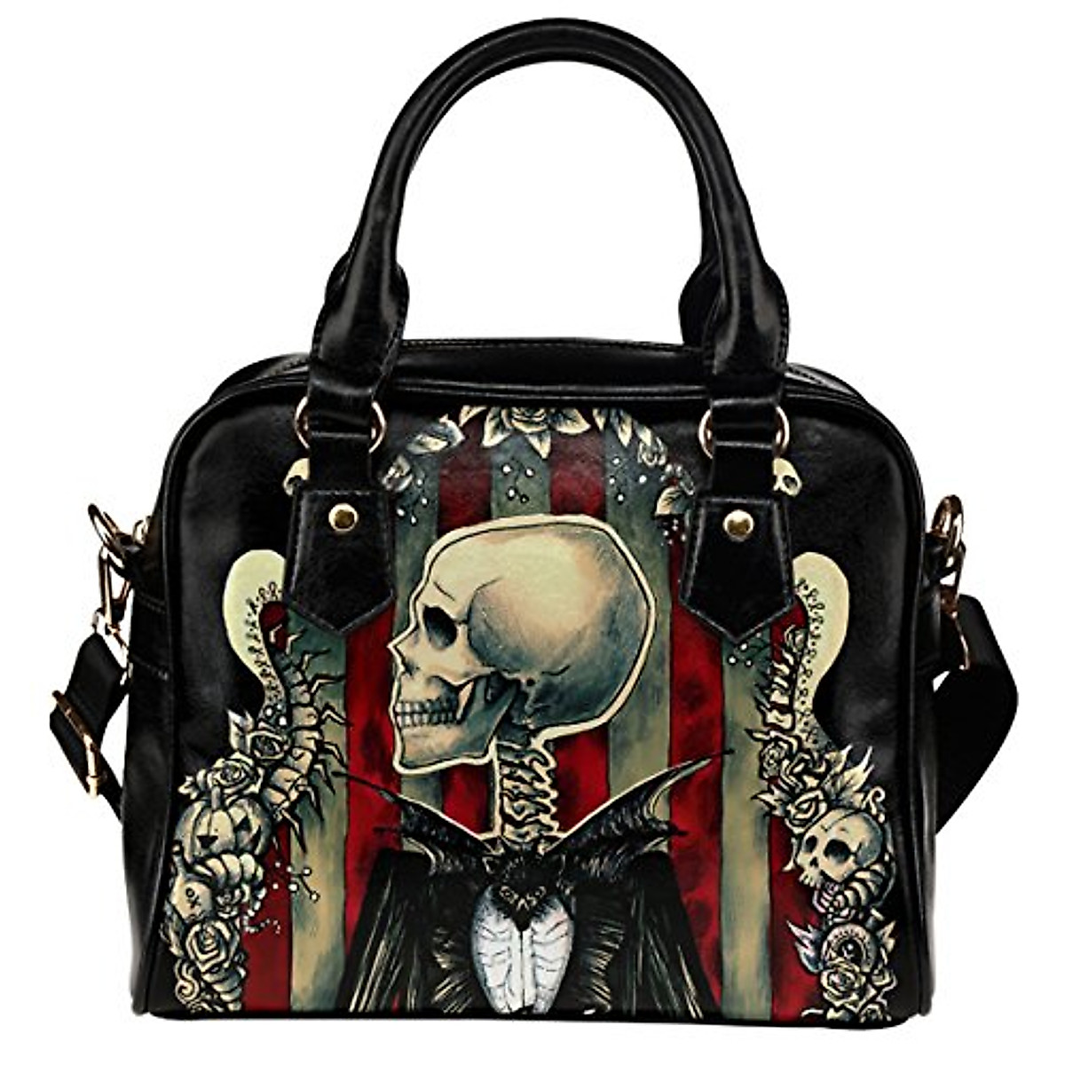 Jack Skellington Skull Print High-grade PU Leather Female Women Shell Shoulder Handbgas Crossbody Bags