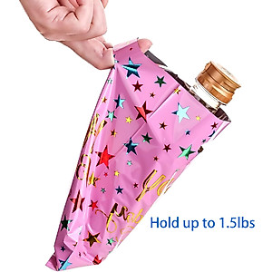 PintreeLand Medium(6.7 * 9.8inch) Happy Birthday Party Favor Bags 40 PCS Plastic Goodies Loot Bags Bulk for Kids Baby Girls & Boys Birthday Return Gift (B Style 40 Packs)