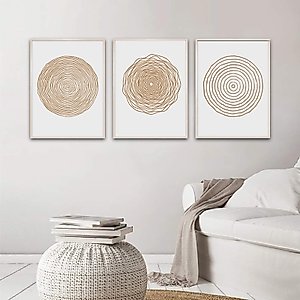 Boho Canvas Prints - Midcentury Modern Wall Art- Abstract Geometric Canvas Wall Art Set - Scandinavian Wall Art Painting for Living Room Bedroom Decor No Framed