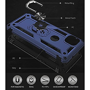 for Motorola One 5G Ace Phone Case, Moto One 5G Ace Case with HD Screen Protector, [Military Grade 16ft. Drop Tested] Ring Shockproof Protective Phone Case for Motorola One 5G UW Ace,Blue