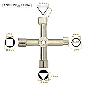 Mudder 4 Way Sillcock Key Plated Steel Water Keys with 4 Way Utility Gas Meter Keys Faucet Wrench Tool for Opening and Closing Sillcock or Spigots (Silver)