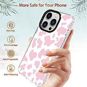 ZIYE Case for iPhone 13 Pro Max Cover Cute Pink Cow Pattern Design Shockproof Slim Durable Soft TPU Bumper Protective Phone Case for Women Girls Girly Case 6.7 Inch-Pink