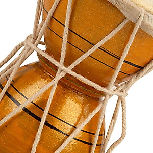 Handmade Wooden & Leather Classical Indian Folk Dumroo Damroo Damaru Hand Drum Set Percussion Decorative Collectible Showpiece World Musical Instruments (Yellow)