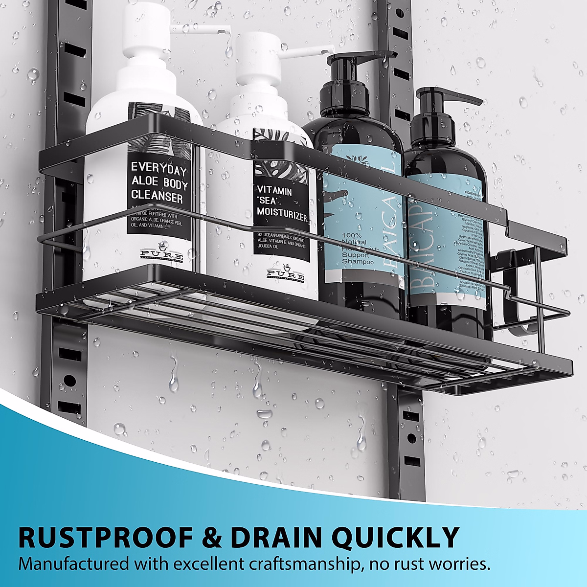 Moforoco Over The Door Shower Caddy, Hanging Shower Organizer Storage, 4-Tier Black Over The Door Pantry Organizer for Inside Shower, Home & Kitchen Organization