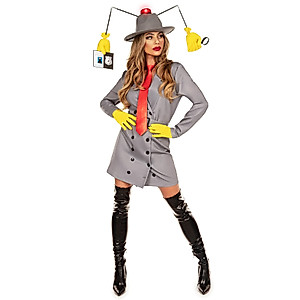 Tipsy Elves Women's Halloween Grey Detective Gadget Costume Dress Size Medium