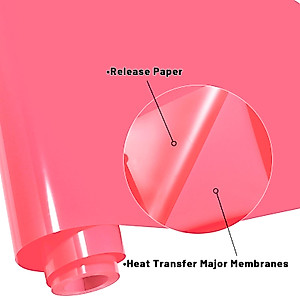 GIRAFVINYL Neon Pink Heat Transfer Vinyl for cricut,Hot Pink Iron on Vinyl for T-Shirts, Hats, Clothing,Pink HTV Vinyl Compatible with Heat Press Machines, Sublimation,Hot Pink