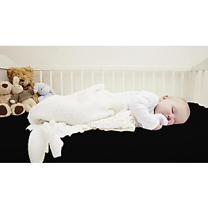 Crescent100% Cotton Black Soft and Comfy Fitted Crib Sheets for Standard Crib and Toddler Mattresses, Hypoallergenic, Breathable for Boys and Girls (Black)