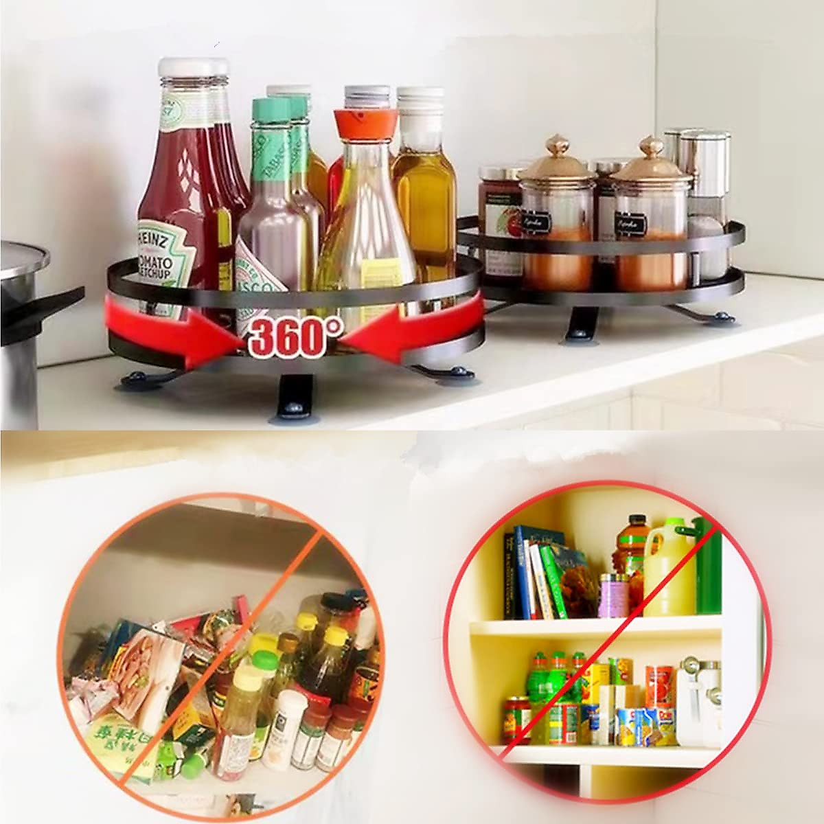 MAYAYOO Lazy Susan Turntable Organizer, 10 Inch Round Rotating Spice Rack for Cabinet, Kitchen, Pantry, Countertop, Refrigerator, Vanity, Bathroom