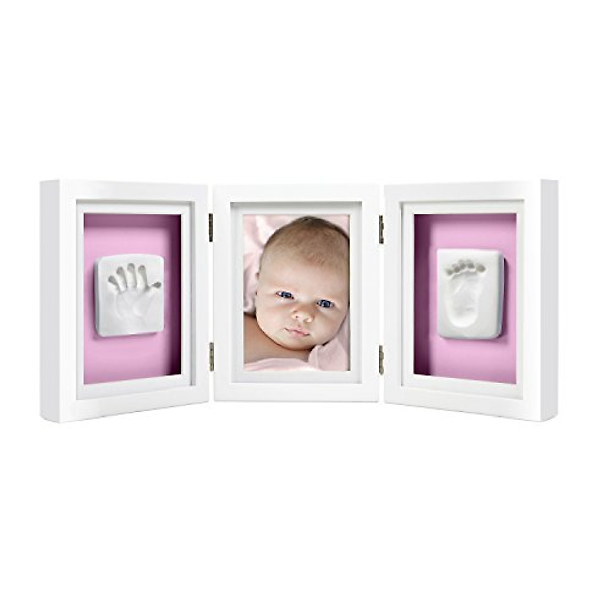 Pearhead Babyprints Baby Handprint and Footprint Deluxe Desk Photo Frame & Impression Kit, Tabletop Nursery Keepsake For Baby Girl Or Baby Boy, White