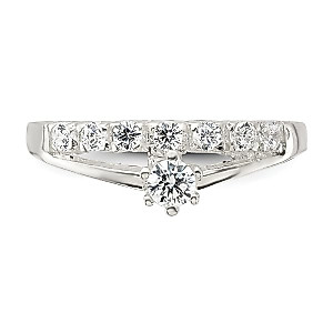 IceCarats 925 Sterling Silver Row Solitaire Cubic Zirconia CZ Promise Ring Engagement Wedding Band Bridal Jewelry Size 7