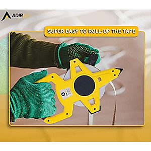 AdirPro Fiberglass 100' Appraiser’s Measuring Tape Tape Rule with Extra Large Metal End Hook for Precise Measurements, Perfect for Appraisers, Surveyors, Landscapers