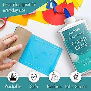 Clear Glue, Washable Liquid Glue 9 Ounces, 6 Count – Slime Glues, Art Crafts, for Home and School Glues, Dries Clear, Non-Toxic