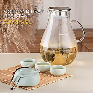Glass Pitcher with Lid,88 Ounces -2500ml Glass Water Pitcher with Precise Scale Line, Hot/Cold Water Jug, Juice and Iced Tea Beverage Carafe with Lid