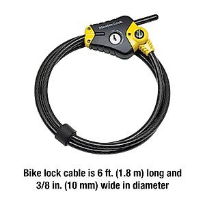 Master Lock 8413DPF Python Cable Lock with Key, 1 Pack, Black and Yellow, 6' x 3/8" diameter