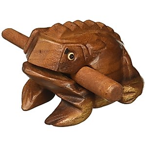 Medium 4” Wood Frog Guiro Rasp - Percussion Musical Instrument Tone Block - Wooden Frog Instrument with Stick, Frog Noise Maker by World Percussion USA