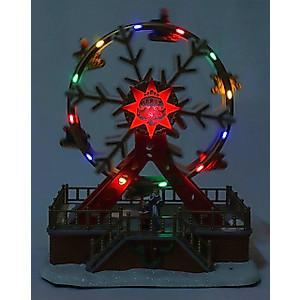 Christmas Ferris Wheel - Animated Pre-lit Musical Christmas Village - Perfect Addition to Your Carnival Christmas Decorations & Snow Village Displays 11 in